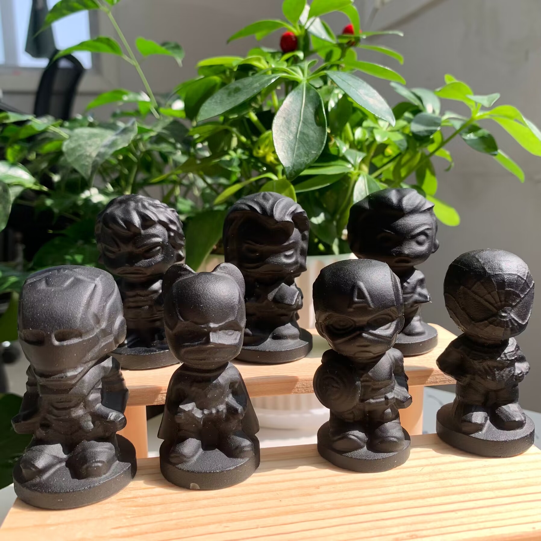 Crystal Super Hero Carving 65mm Obsidian Hero Free Ship